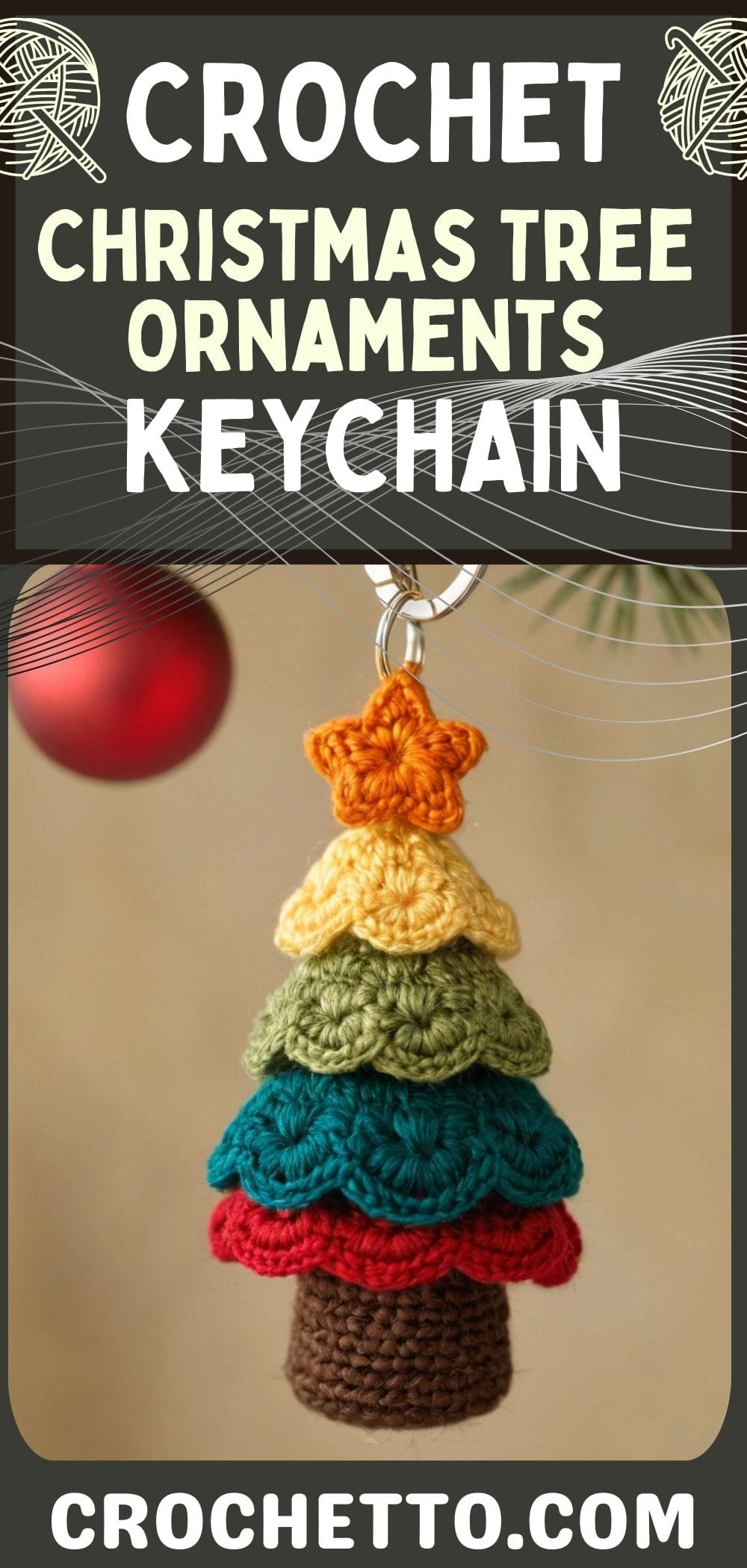 Free Christmas Tree Keychain Crochet Pattern