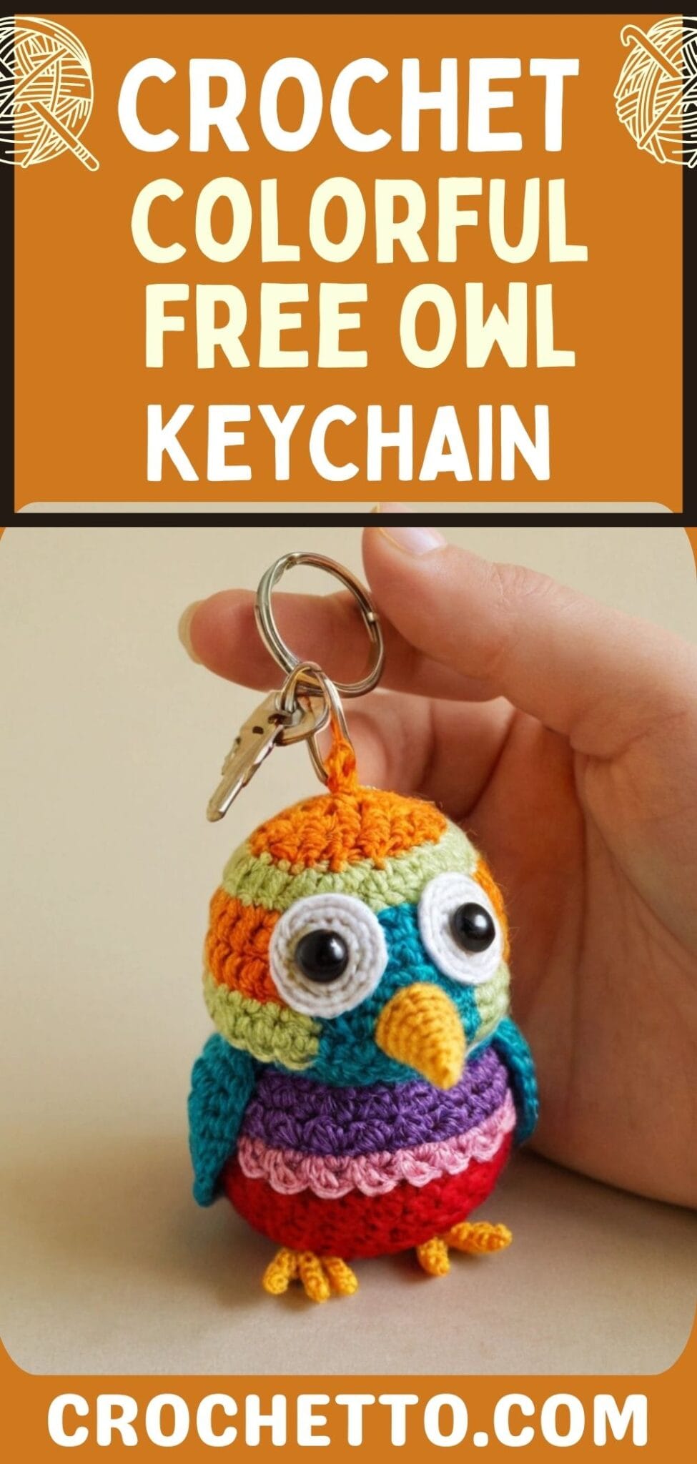 Colorful Free Owl Keychain Crochet Pattern